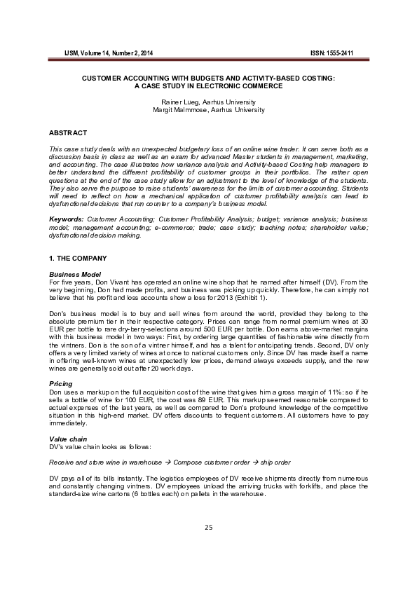 (PDF) CUSTOMER ACCOUNTING WITH BUDGETS AND ACTIVITY-BASED COSTING: A ...