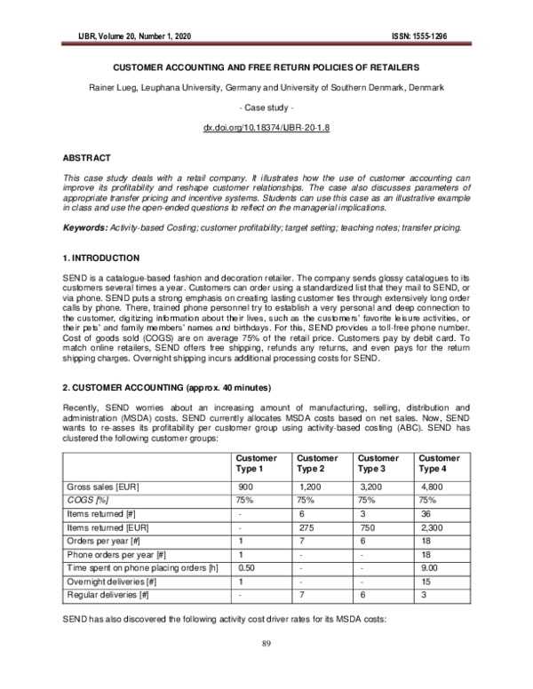 (PDF) CUSTOMER ACCOUNTING AND FREE RETURN POLICIES OF RETAILERS