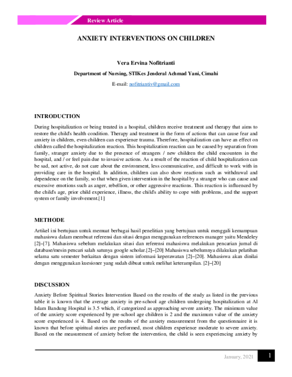 (PDF) ANXIETY INTERVENTIONS ON CHILDREN