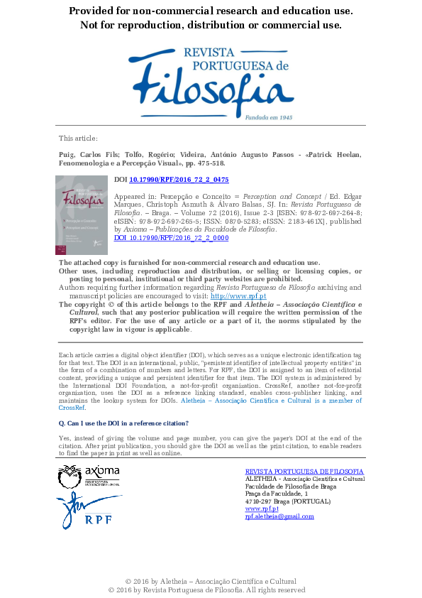 (PDF) Patrick Heelan, Fenomenologia e a Percepção Visual