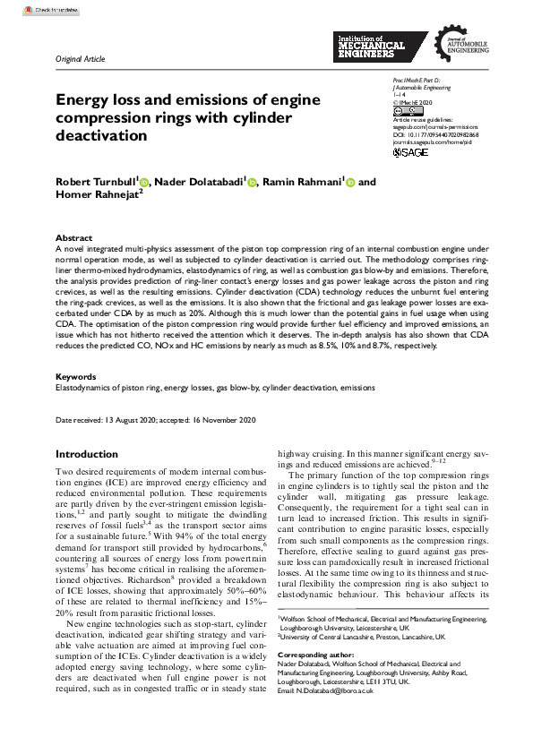 (PDF) Energy loss and emissions of engine compression rings with ...