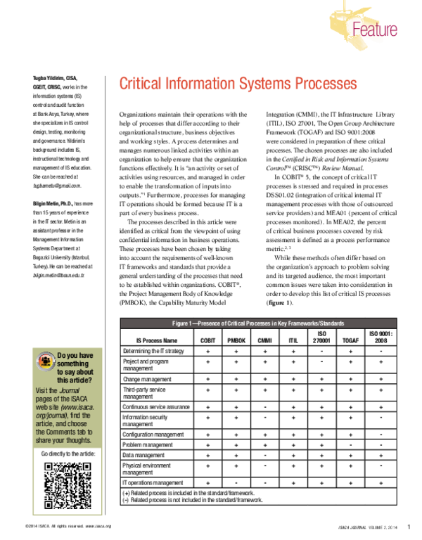 (PDF) Critical Information Systems Processes