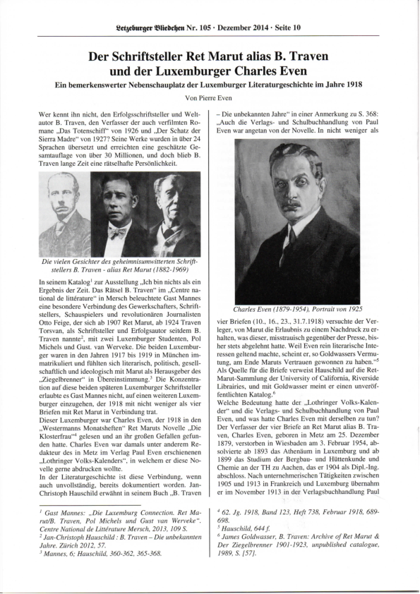 (PDF) Der Schriftsteller Ret Marut alias B. Traven und der Luxemburger ...