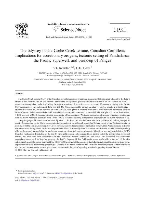 (PDF) The odyssey of the Cache Creek terrane, Canadian Cordillera ...