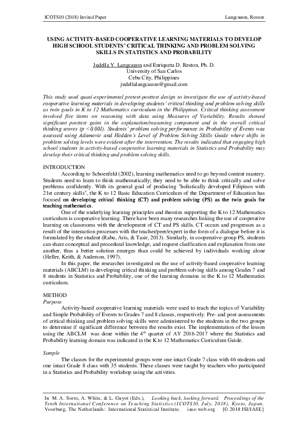 (PDF) USING ACTIVITY-BASED COOPERATIVE LEARNING MATERIALS TO DEVELOP ...