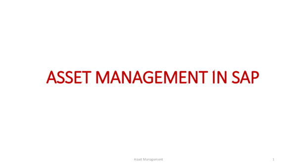 (PDF) ASSET MANAGEMENT IN SAP Asset Management 1