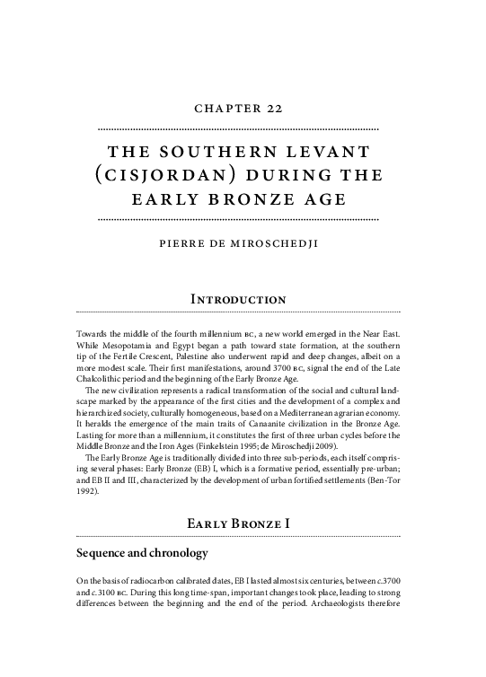 (PDF) The Southern Levant (Cisjordan) during the Early Bronze Age
