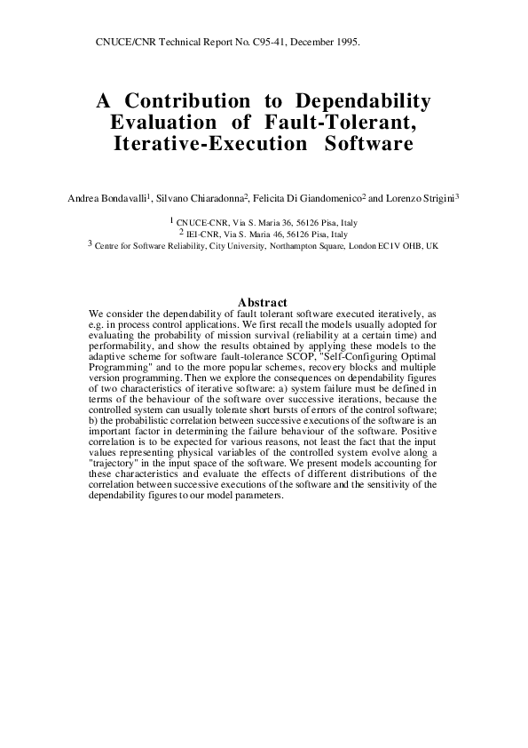 Pdf A Contribution To Dependability Evaluation Of Fault Tolerant Iterative Execution Software