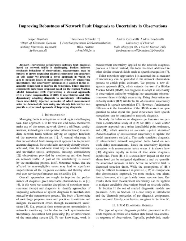 (PDF) Improving Robustness of Network Fault Diagnosis to Uncertainty in Observations