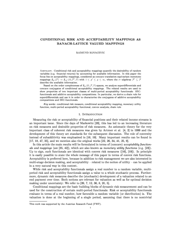 (PDF) Conditional risk and acceptability mappings as Banach-lattice valued mappings