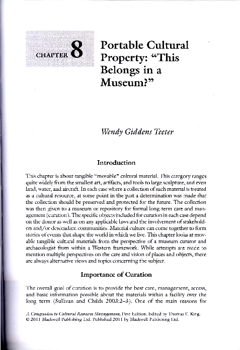 (PDF) Portable Cultural Property: "This Belongs in a Museum?"