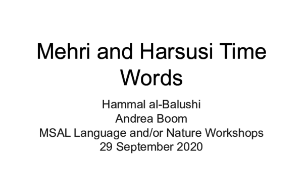 (PPT) Mehri and Harsusi Time Words