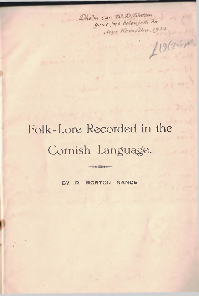 (PDF) Nance, Folk-Lore Recorded in the Cornish Language