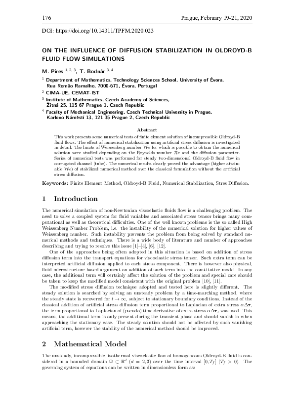 (PDF) On the Influence of Diffusion Stabilization in Oldroyd-B Fluid Flow Simulations