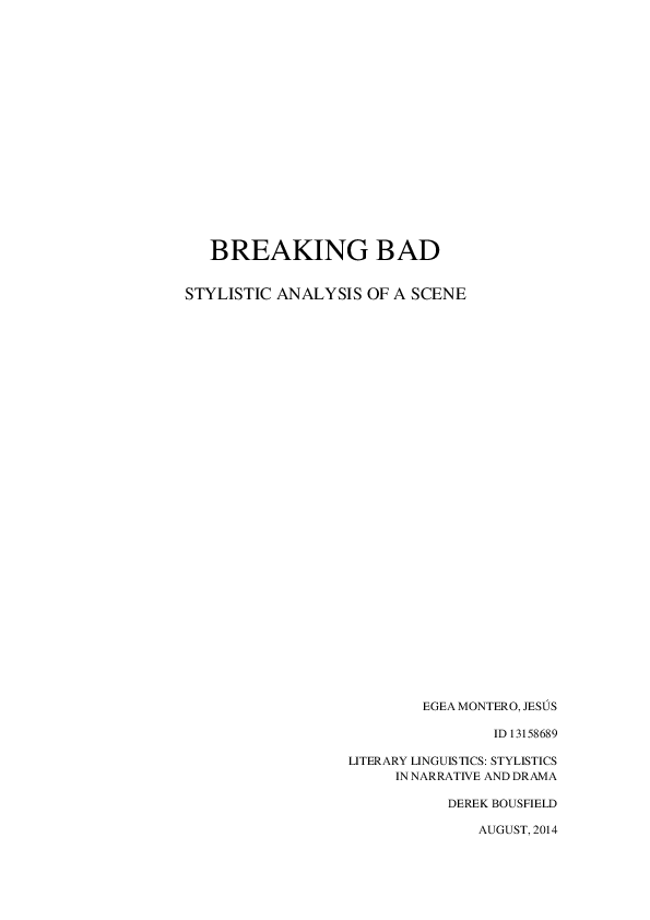 (PDF) Breaking Bad: Stylistic analysis of a scene