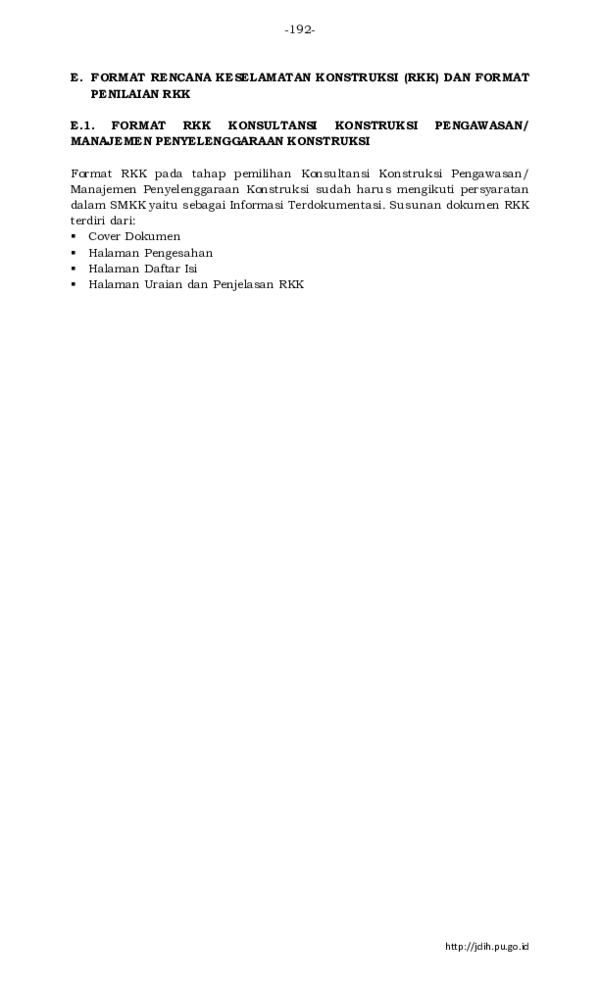 (PDF) Sub lampiran e format rkk penyedia jasa serta format penilaian rkk