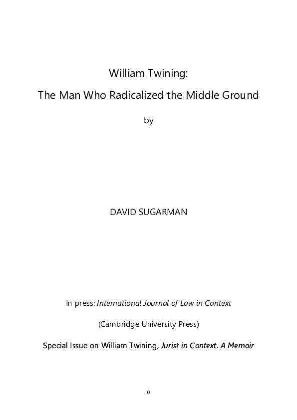 (PDF) William Twining: The Man Who Radicalized the Middle Ground