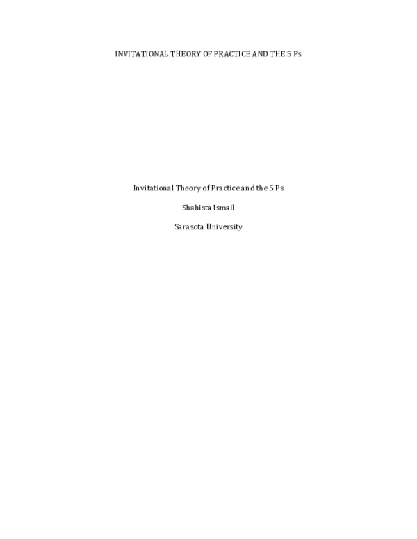(PDF) INVITATIONAL THEORY OF PRACTICE AND THE 5 Ps