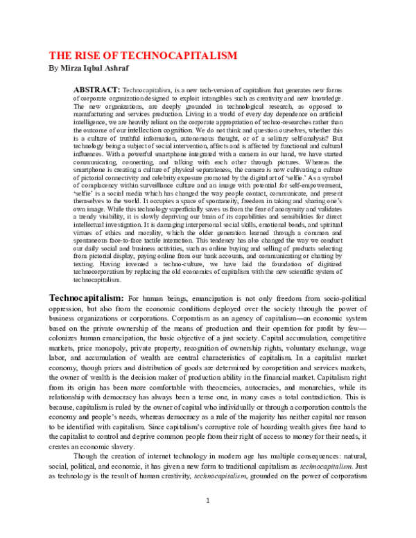 (DOC) THE RISE OF TECHNOCAPITALISM