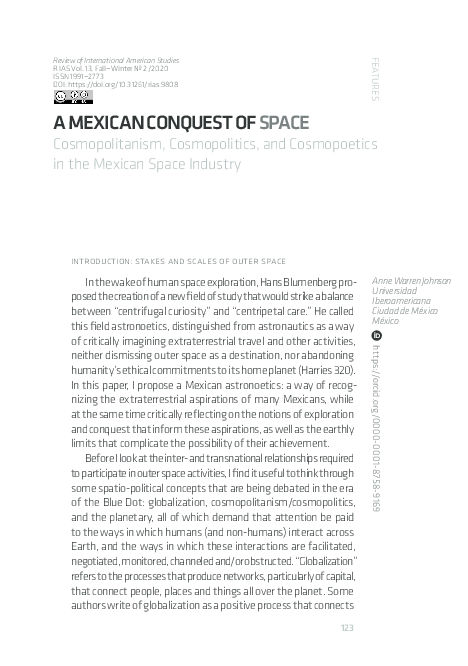 (PDF) A MEXICAN CONQUEST OF SPACE Cosmopolitanism, Cosmopolitics, and ...