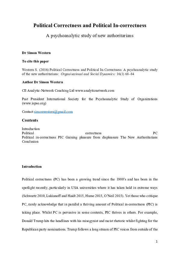 (PDF) Political Correctness and Political Incorrectness: A ...