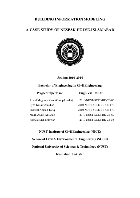 (PDF) BUILDING INFORMATION MODELING A CASE STUDY OF NESPAK HOUSE-ISLAMABAD