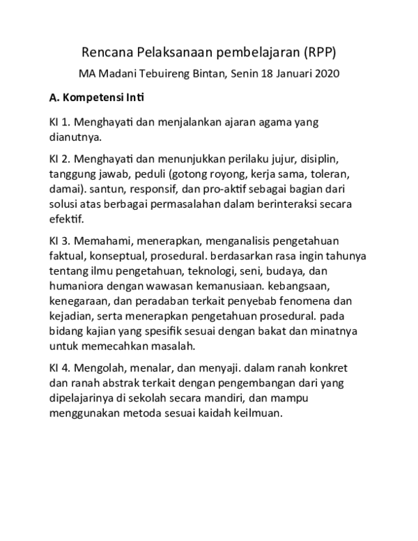 (DOC) Rencana Pelaksanaan pembelajaran (RPP) MTK-Wajib x