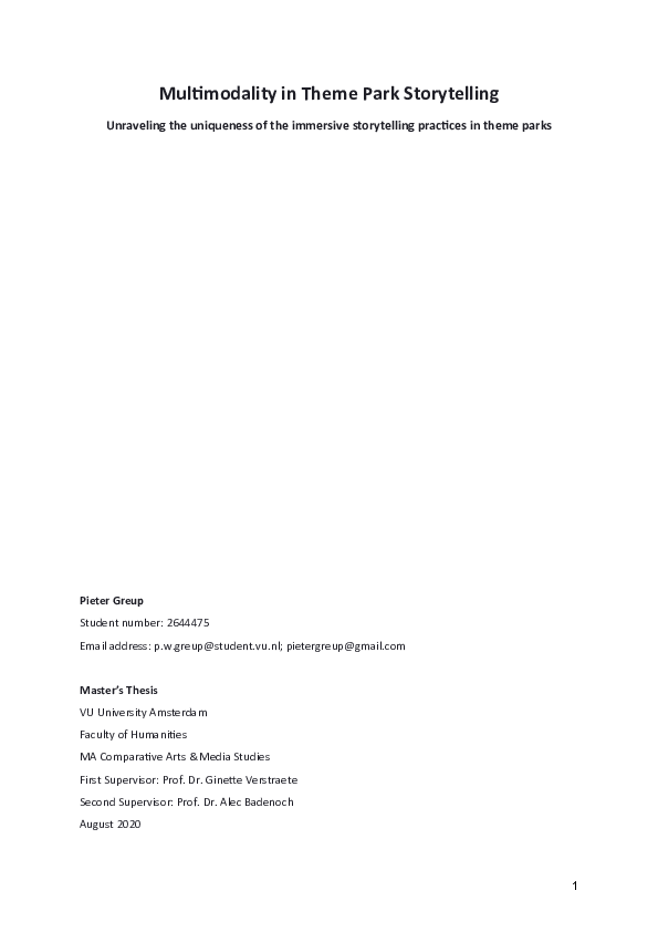 (DOC) Multimodality in Theme Park Storytelling: Unraveling the uniqueness of the immersive ...