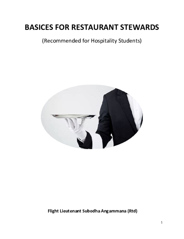 (DOC) Basics for Restaurant Stewards | Subodha Angammana - Academia.edu