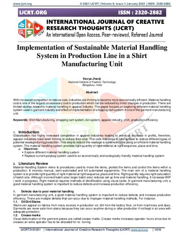 (PDF) Implementation of Sustainable Material Handling System in ...