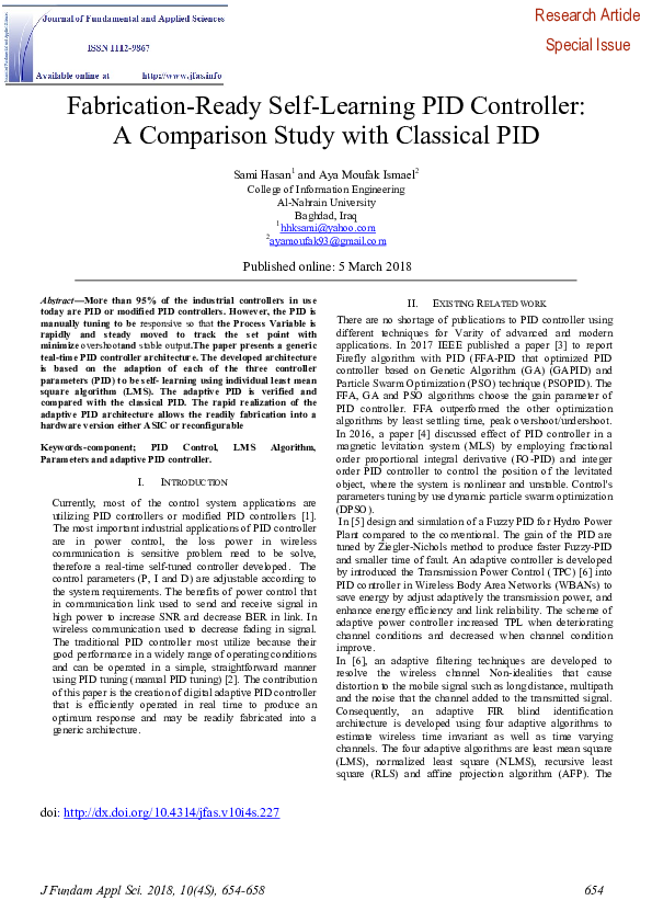 (PDF) Fabrication-Ready Self-Learning PID Controller: A Comparison Study with Classical PID