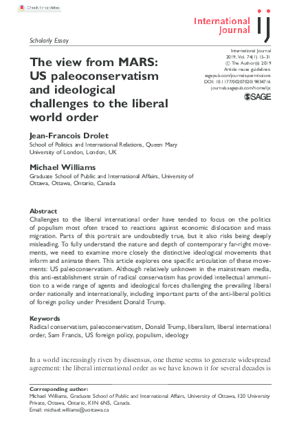 (PDF) The View From MARS: US paleoconservatism and the ideological ...