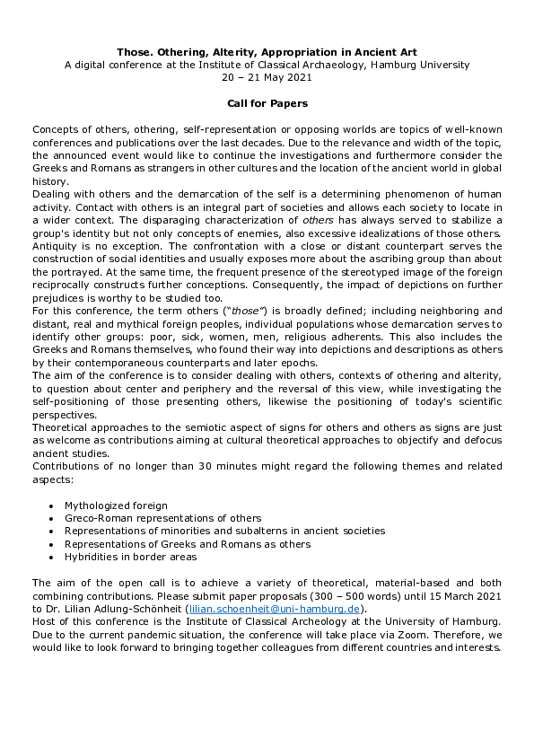 (PDF) CFP Those Othering Alterity Appropriation in Ancient Art