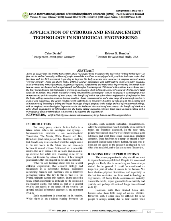(PDF) Application of cyborgs and enhancement technology in biomedical ...