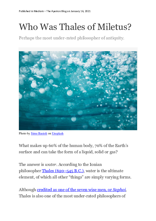 (PDF) Who Was Thales of Miletus?