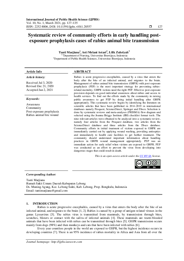 (PDF) Systematic review of community efforts in early handling post ...