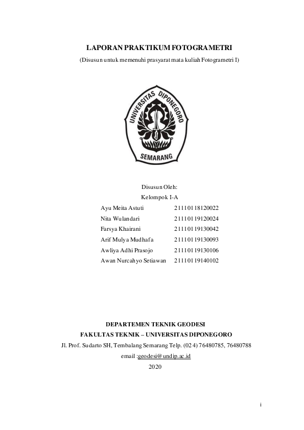(PDF) LAPORAN PRAKTIKUM FOTOGRAMETRI