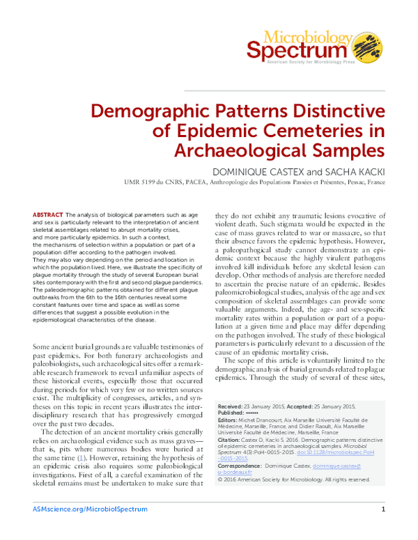 (PDF) Demographic patterns distinctive of epidemic cemeteries in ...