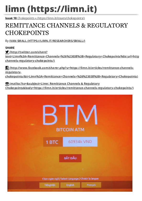 (PDF) Remittance Channels and Regulatory Chokepoints
