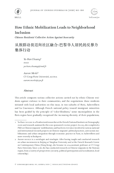 (PDF) How Ethnic Mobilization Leads to Neighborhood Inclusion Chinese ...