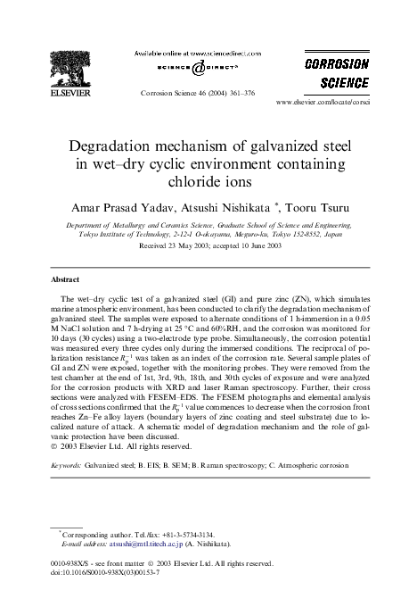(PDF) Degradation mechanism of galvanized steel in wet–dry cyclic ...