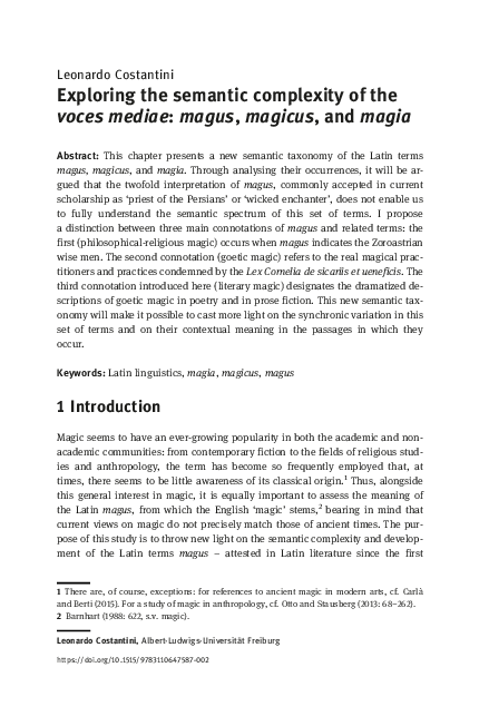 (PDF) Semantic Taxonomy of Magus, Magicus, and Magia