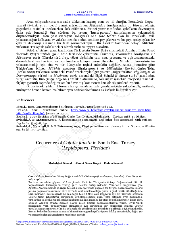 (PDF) Occurence of Colotis fausta in South East Turkey (Lepidoptera ...