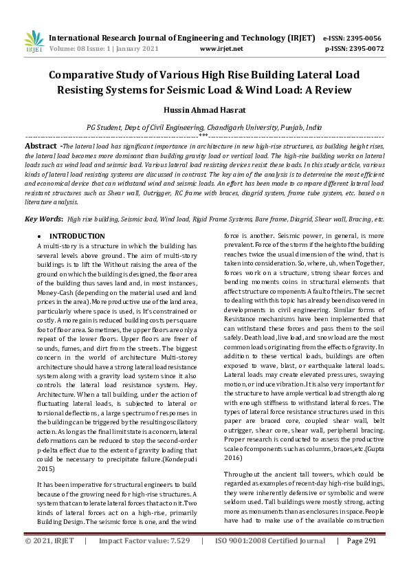 (PDF) IRJET- Comparative Study of Various High Rise Building Lateral Load Resisting Systems for ...