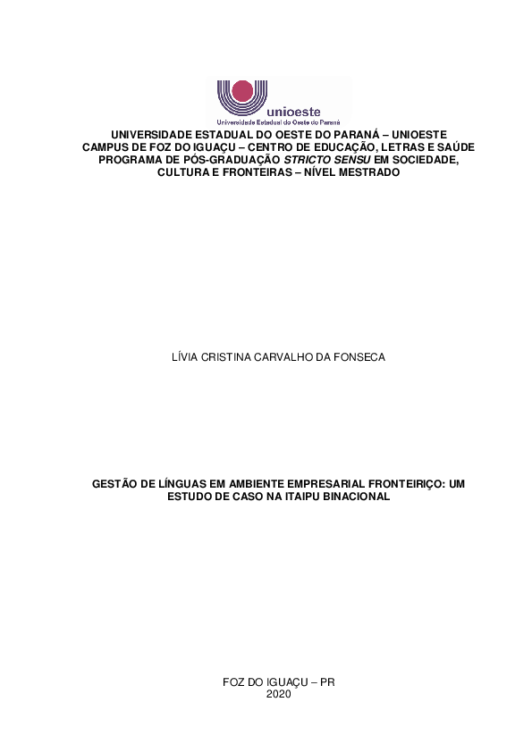 (PDF) Language management at a border workplace: a case study at Itaipu ...