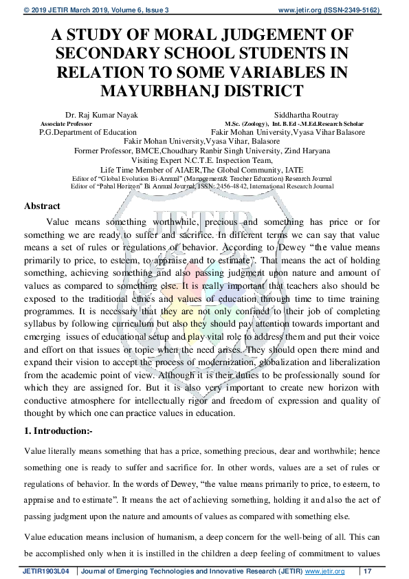 (PDF) Issue 3 www.jetir.org (ISSN-2349-5162) JETIR1903L04 Journal of ...