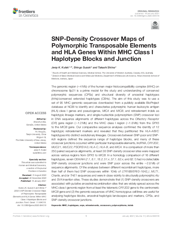 (PDF) SNP-Density Crossover Maps of Polymorphic Transposable Elements ...