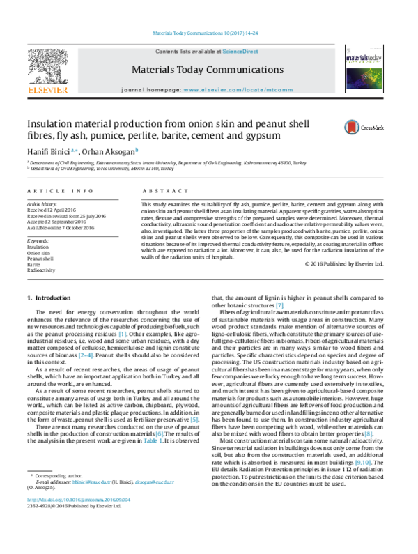 (PDF) Insulation material production from onion skin and peanut shell ...