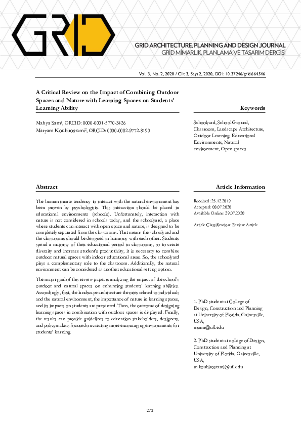 (PDF) A Critical Review on the Impact of Combining Outdoor Spaces and ...
