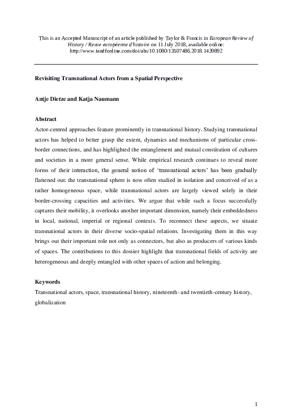 (PDF) Revisiting transnational actors from a spatial perspective. Antje ...